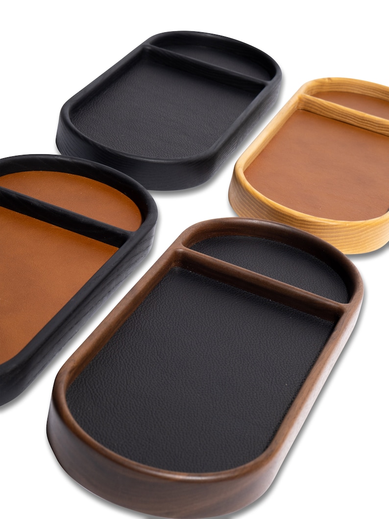 Walnut Oval Desk Valet With Leather - Etsy