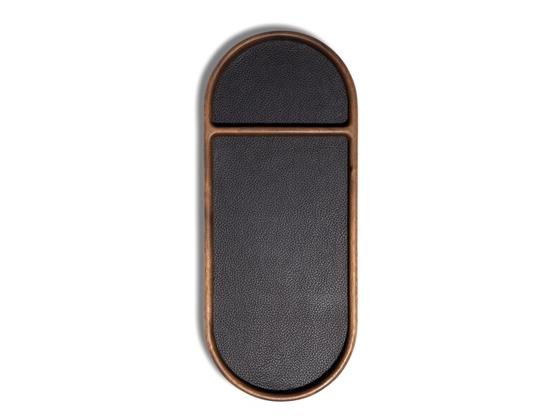 Walnut Oval Desk Valet With Leather - Etsy