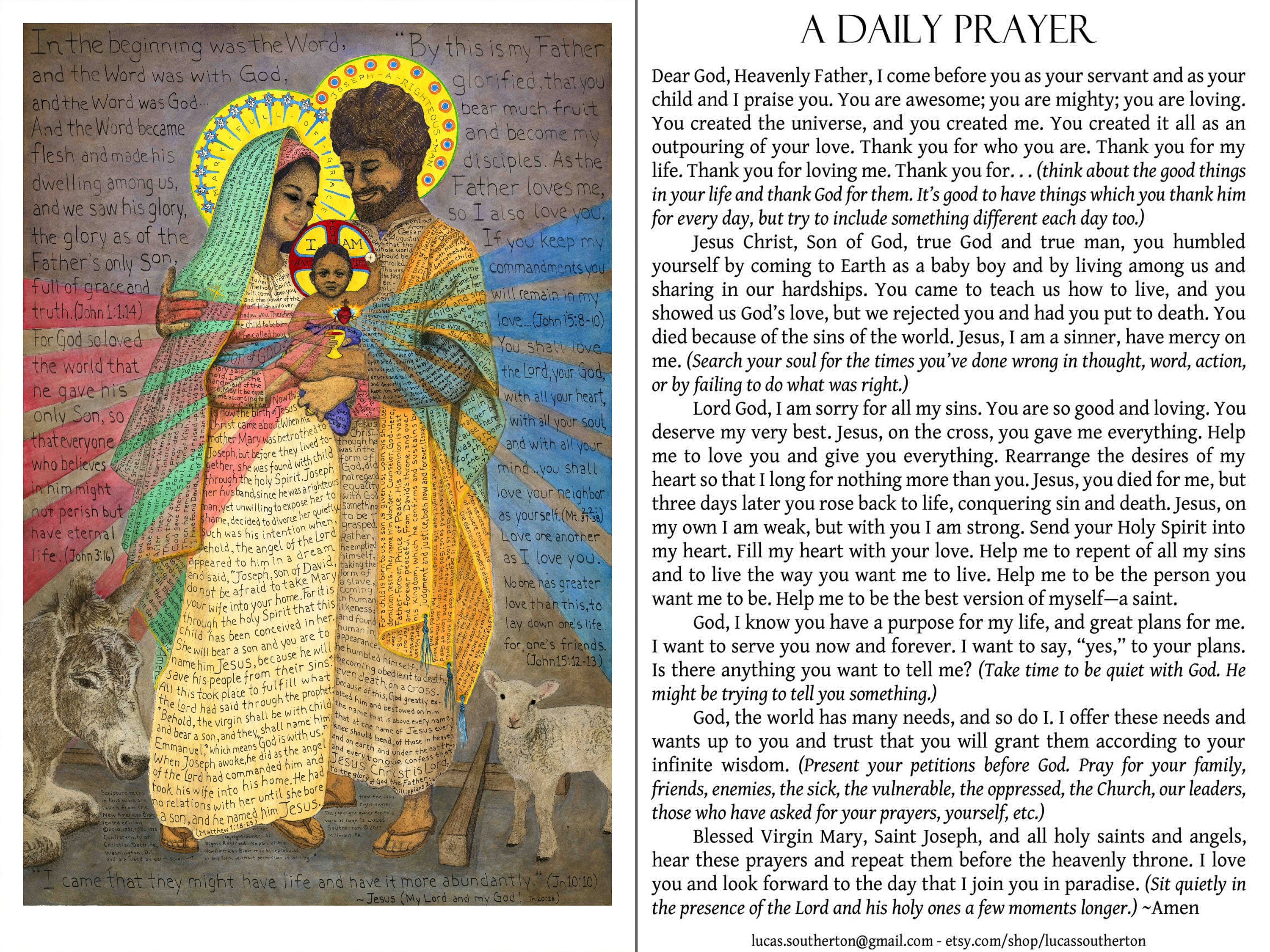 Holy Family - Prayer Cards - 4"x6" - Pkg. of 30 - Etsy