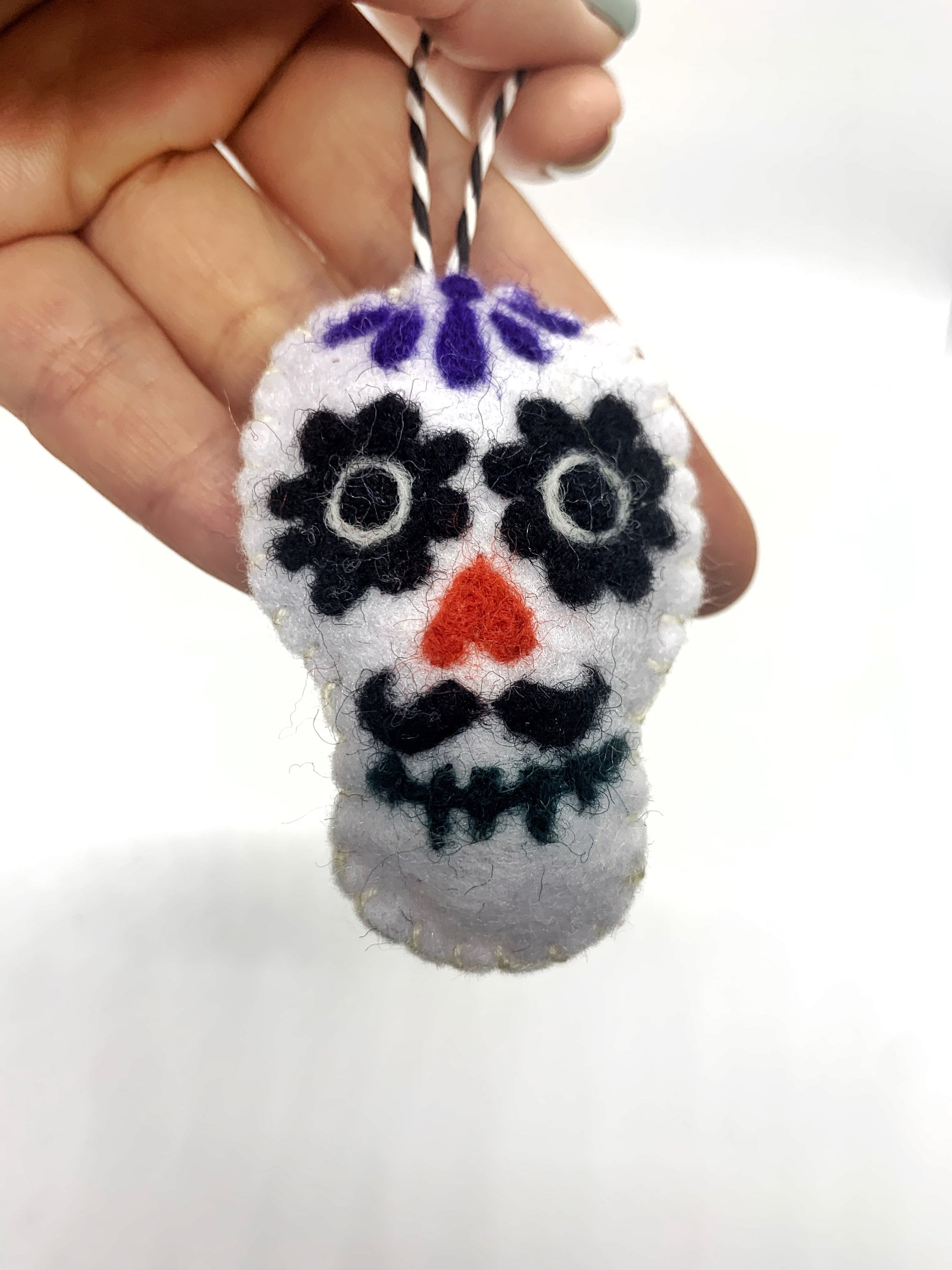 Sugar Skull Ornaments/handmade and Hand Stitched Day of the Dead /candy ...