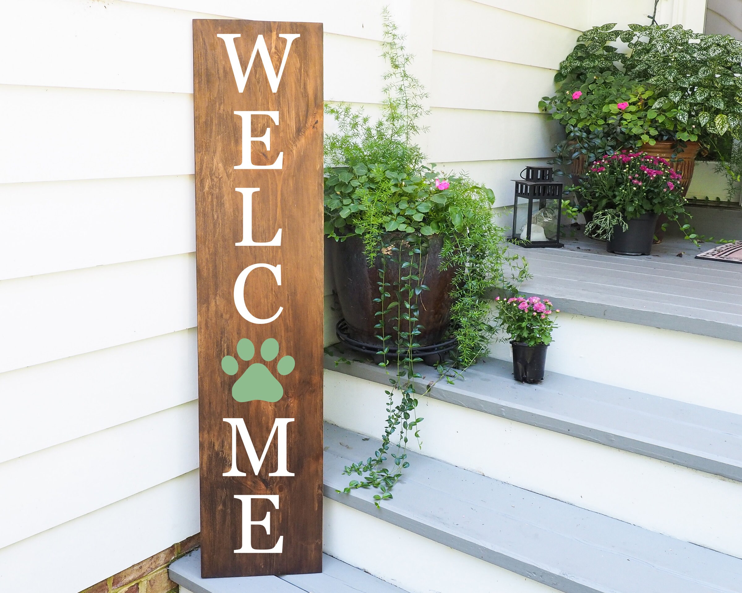 WELCOME Svg for Front Porch Sign/porch SVG, Paw Print SVG, Welcome Sign ...