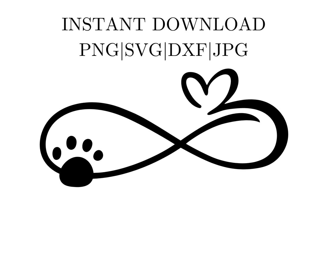 SVG PNG DXF Jpg Infinity Paw Print Heart Cut File, Car Sticker, Png for ...