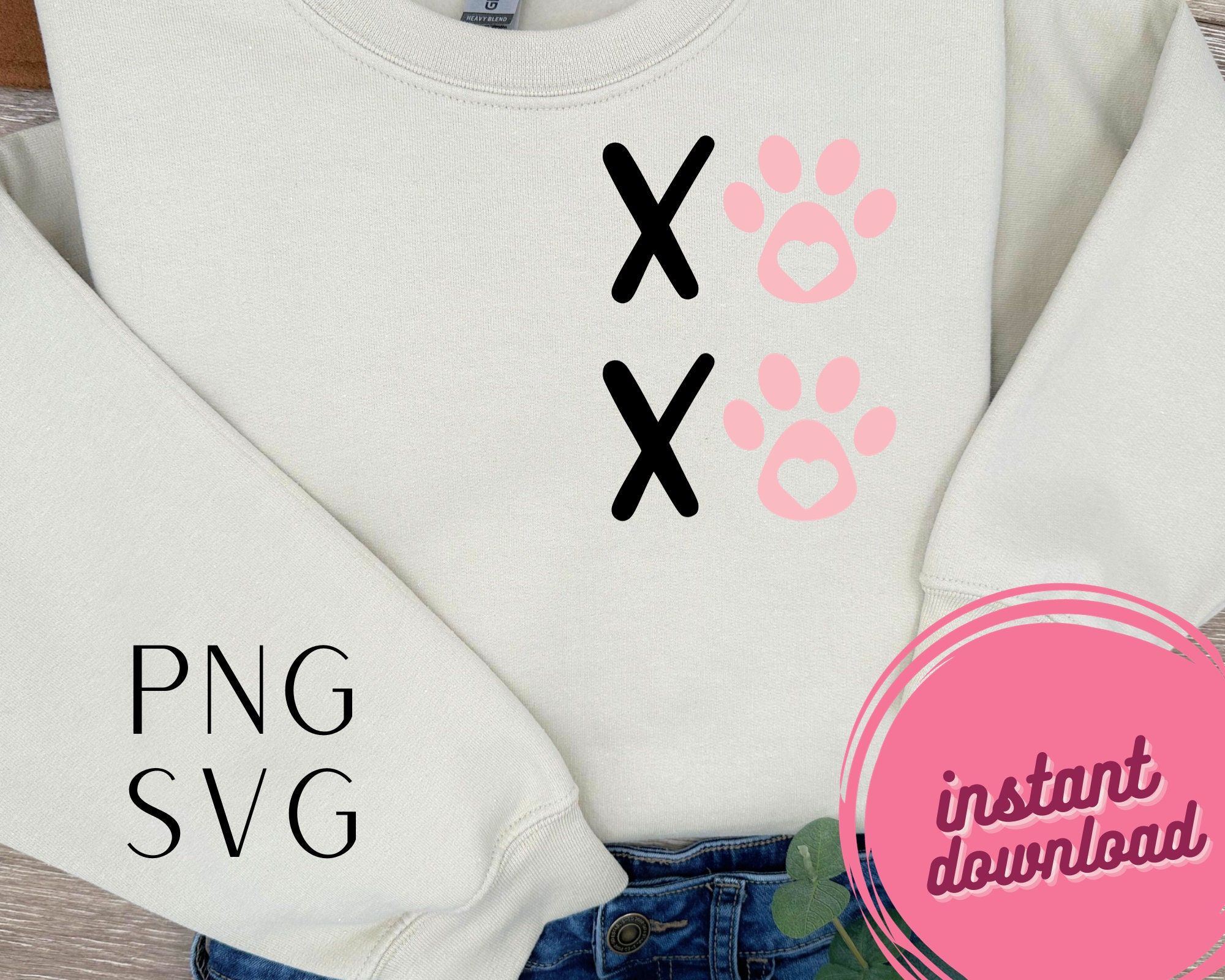 XOXO Dog Paw Print Valentine's Day SVG PNG Cut File for Cricut ...