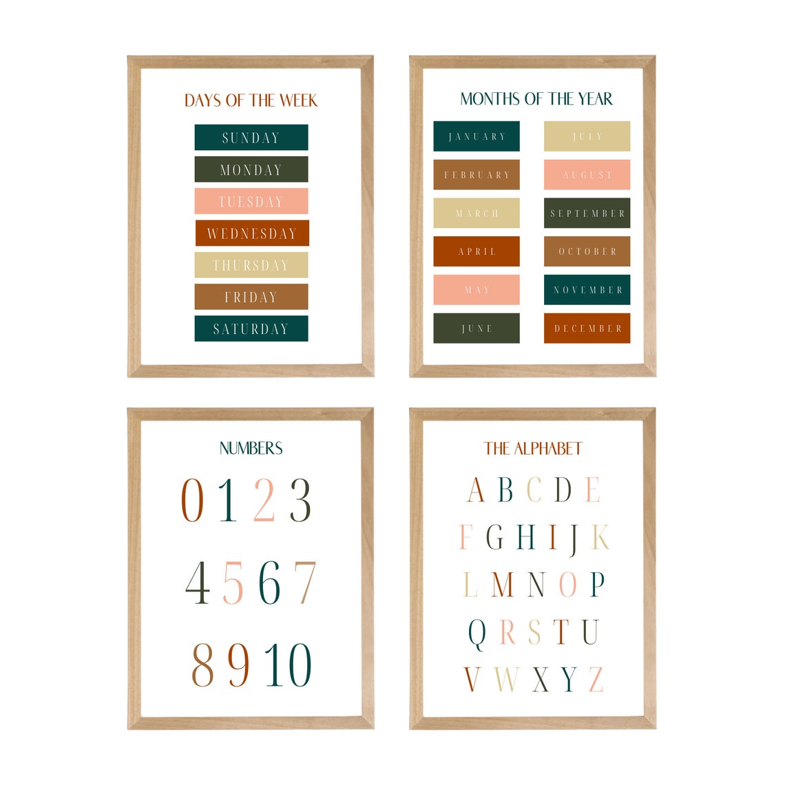 Boho Classroom Decor, ABC123 Posters, Modern Nursery, Boho Kid's Room ...