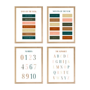 Boho Classroom Decor, ABC123 Posters, Modern Nursery, Boho Kid's Room ...