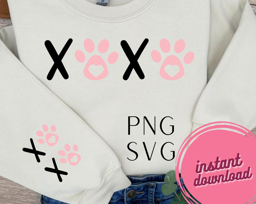 XOXO Dog Paw Print Valentine's Day SVG PNG Cut File for Cricut ...