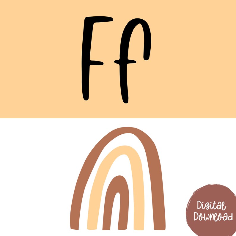 PDF Alphabet Cards, Classroom Print, Boho Classroom Decor, Rainbow ...