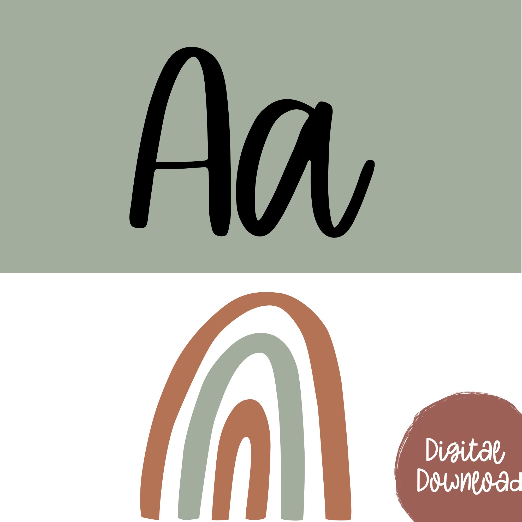 PDF Alphabet Cards, Classroom Print, Boho Classroom Decor, Rainbow ...