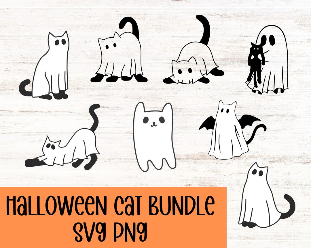 Cute Ghost Cats Bundle Halloween Spooky Season SVG PNG Cut File Image ...
