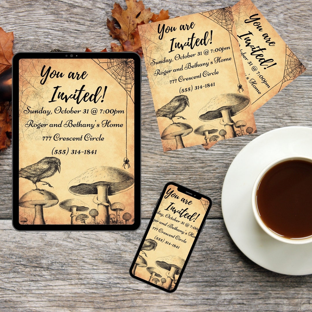 Raven Invitation - Samhain Party, Halloween, Birthday, Masquerade Ball ...