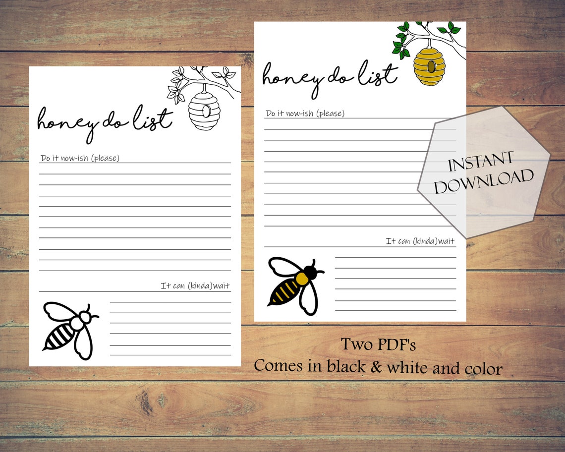 Honey Do List | Printable | PDF Download - Etsy