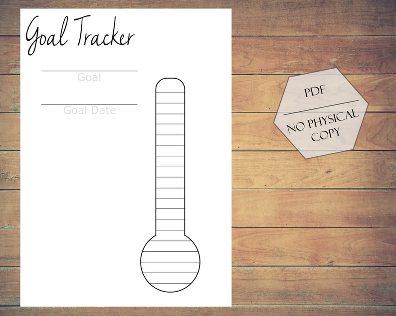 Goal Tracker | Thermometer | PDF Download - Etsy