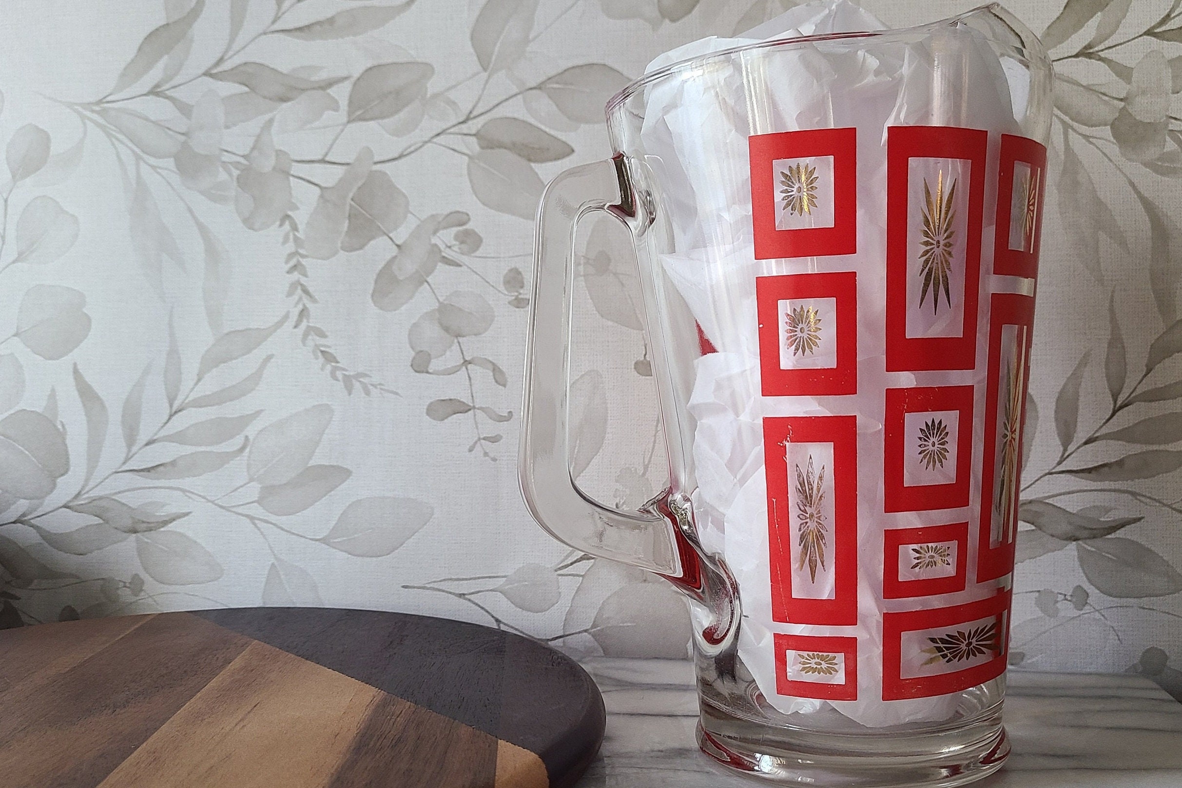 Atomic Starburst Pitcher Jeanette Glass MCM Vintage - Etsy