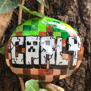 Minecraft Your Name Personalized Hand Painted Rock Sealed in Resin One ...