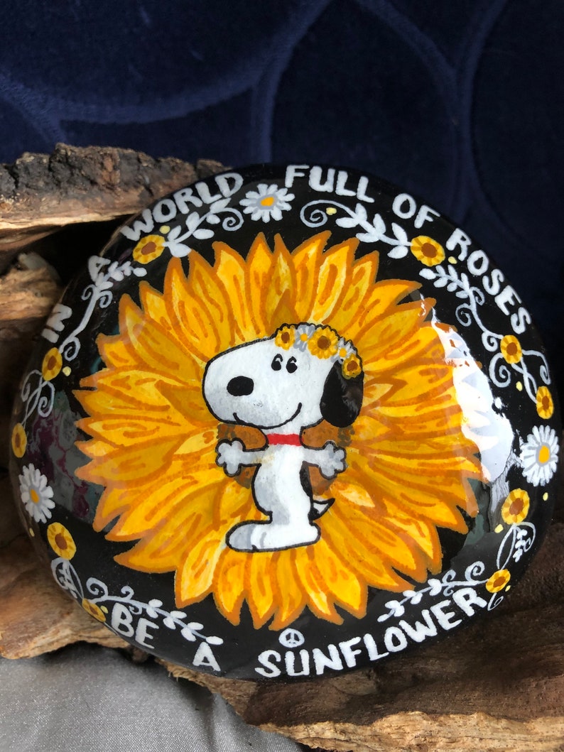 SNOOPY in a World Full of Roses Be A Sunflower Boho Hippie | Etsy