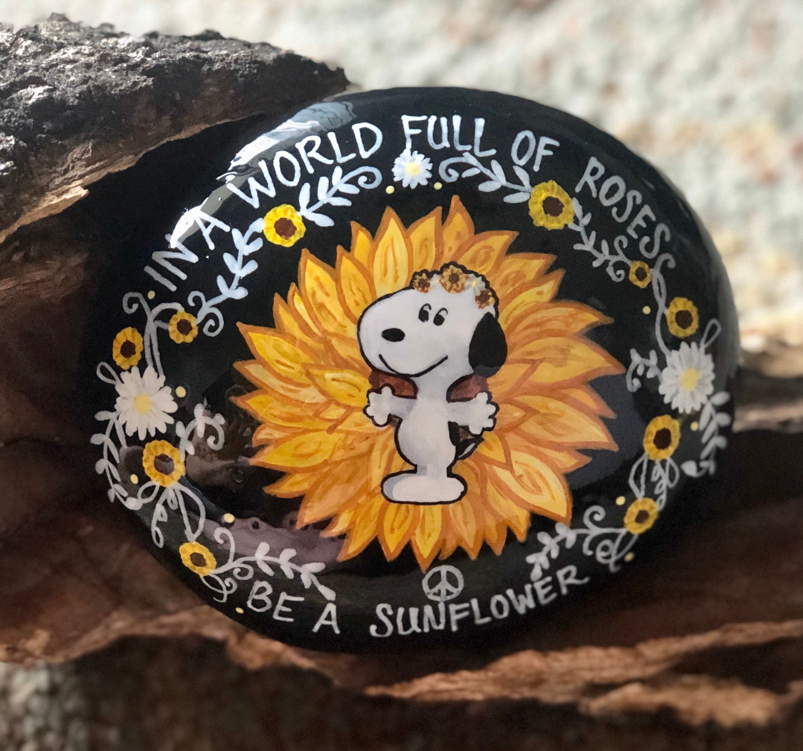 SNOOPY in a World Full of Roses Be A Sunflower Boho Hippie - Etsy