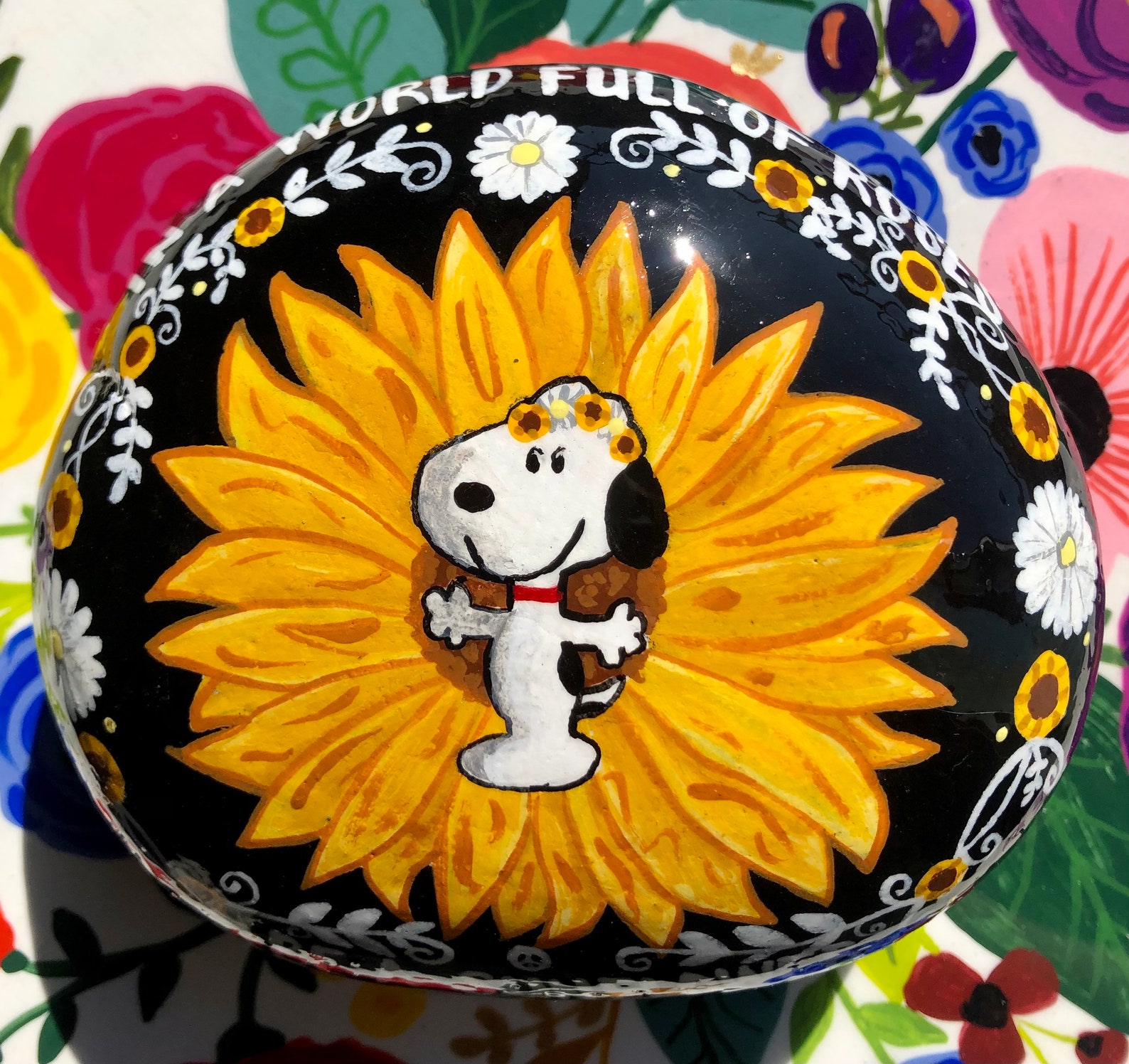 SNOOPY in a World Full of Roses Be A Sunflower Boho Hippie | Etsy