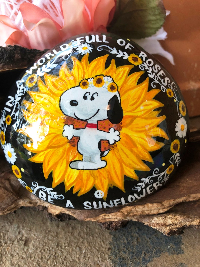 SNOOPY in a World Full of Roses Be A Sunflower Boho Hippie - Etsy