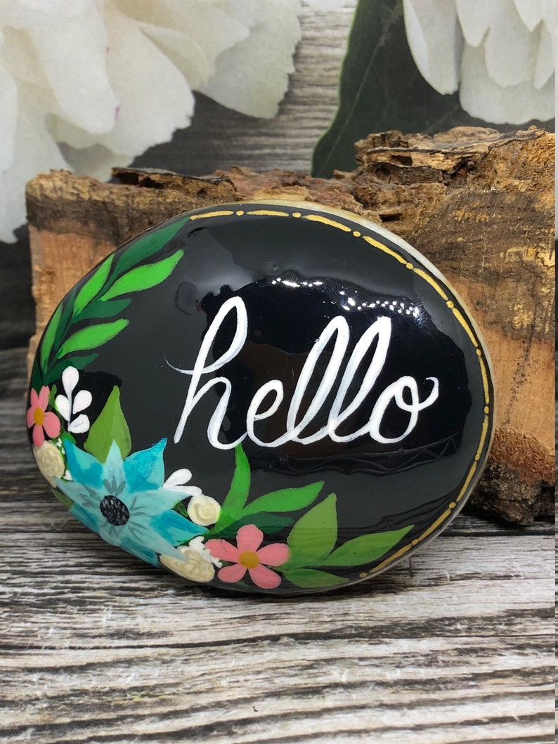 Boho Hello Welcome Floral and Foliage Colorful Hand Painted | Etsy