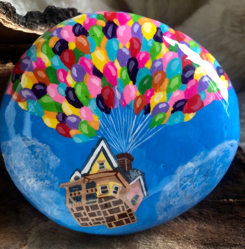 Up Movie Art With Colorful Balloons Hand Painted Rock Sealed - Etsy