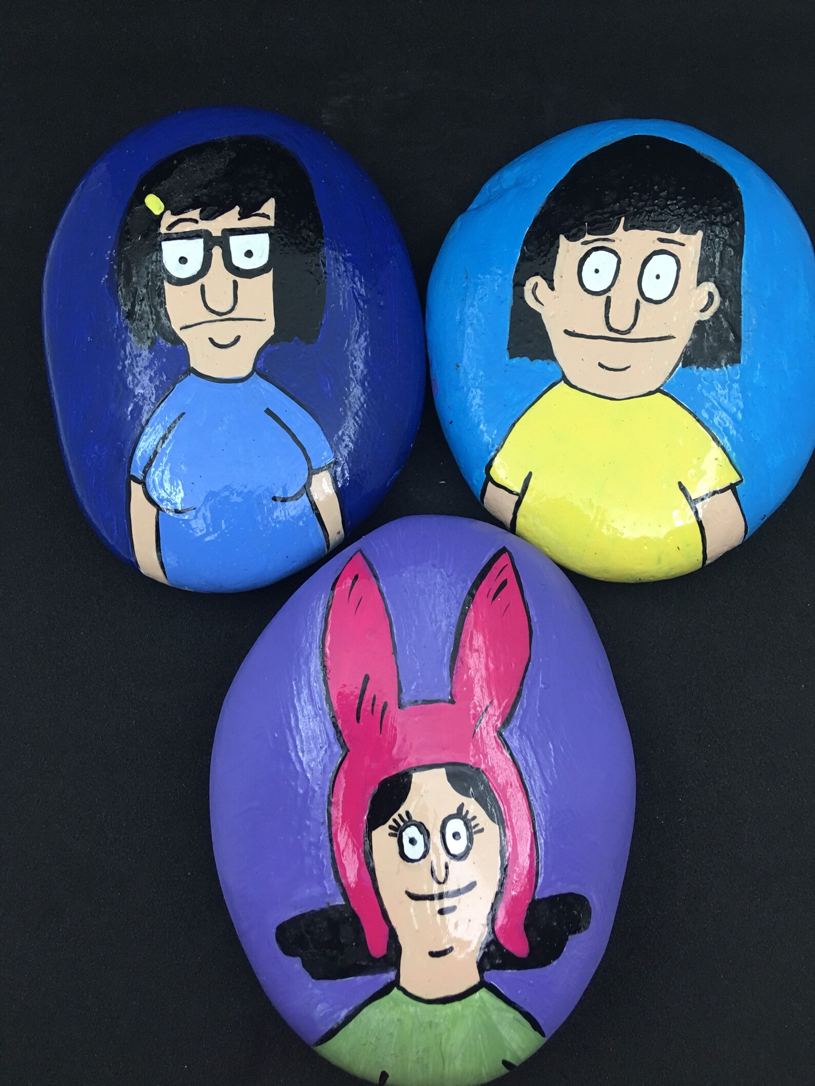 Bobs Burger Characters Hand Painted Rock Sealed in Resin - Etsy