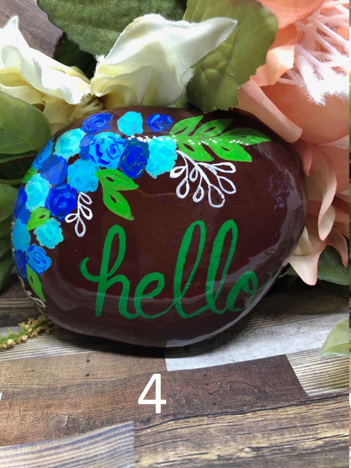 Boho Hello Welcome Floral and Foliage Colorful Hand Painted | Etsy