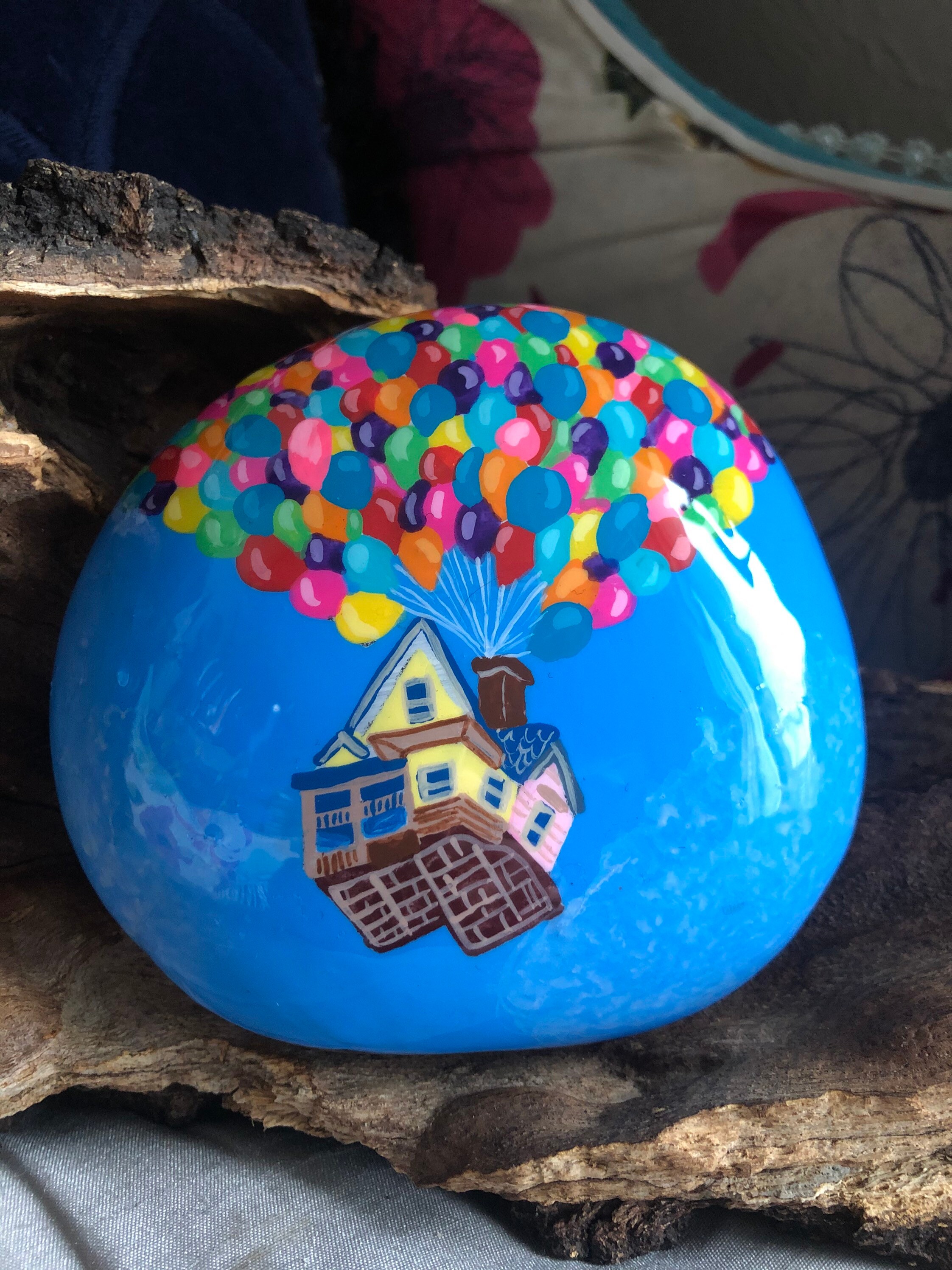Up Movie Art With Colorful Balloons Hand Painted Rock Sealed | Etsy