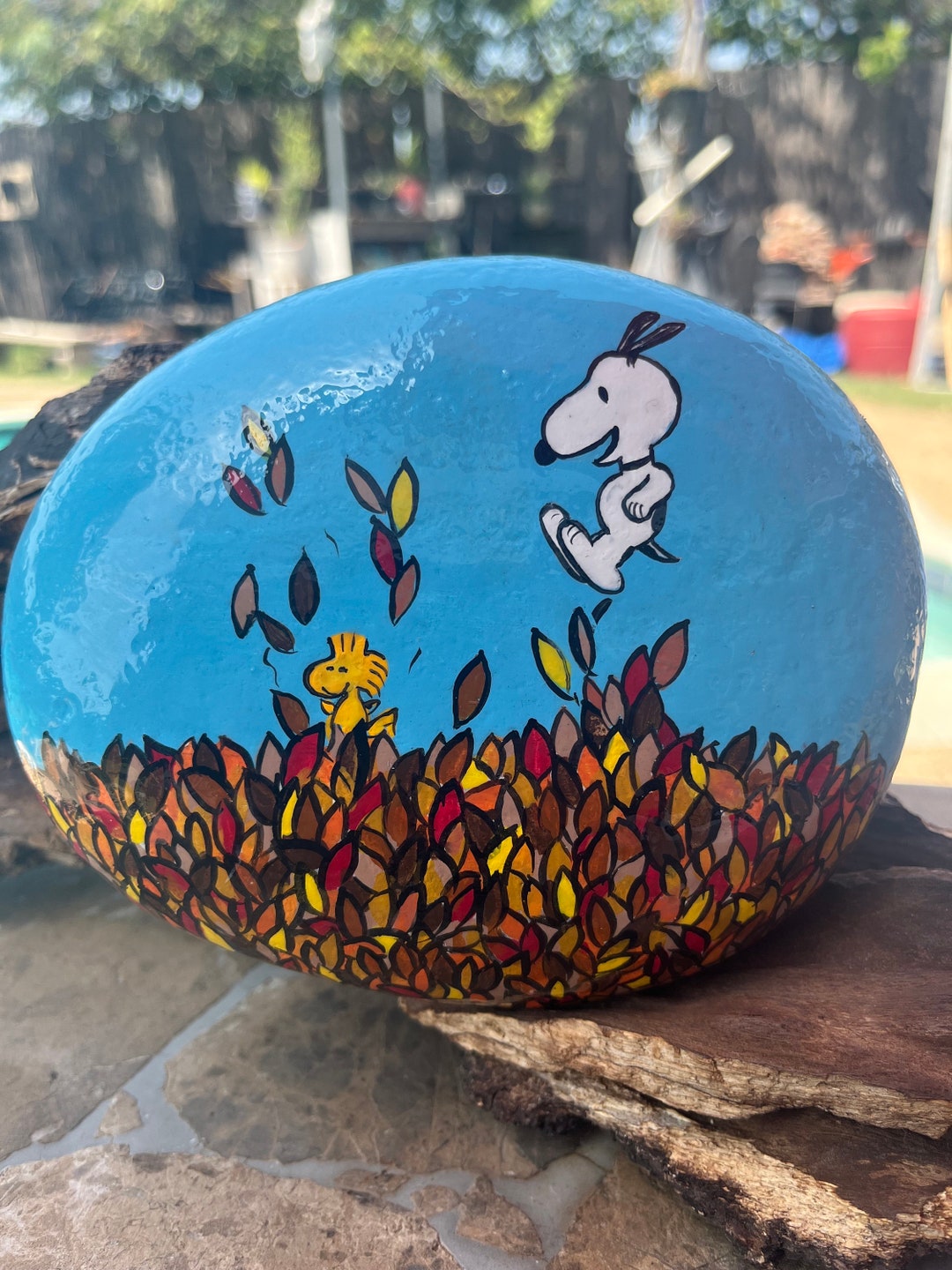 SNOOPY Special Occasion Fall Birthday Thanksgiving Hand Painted Rock ...
