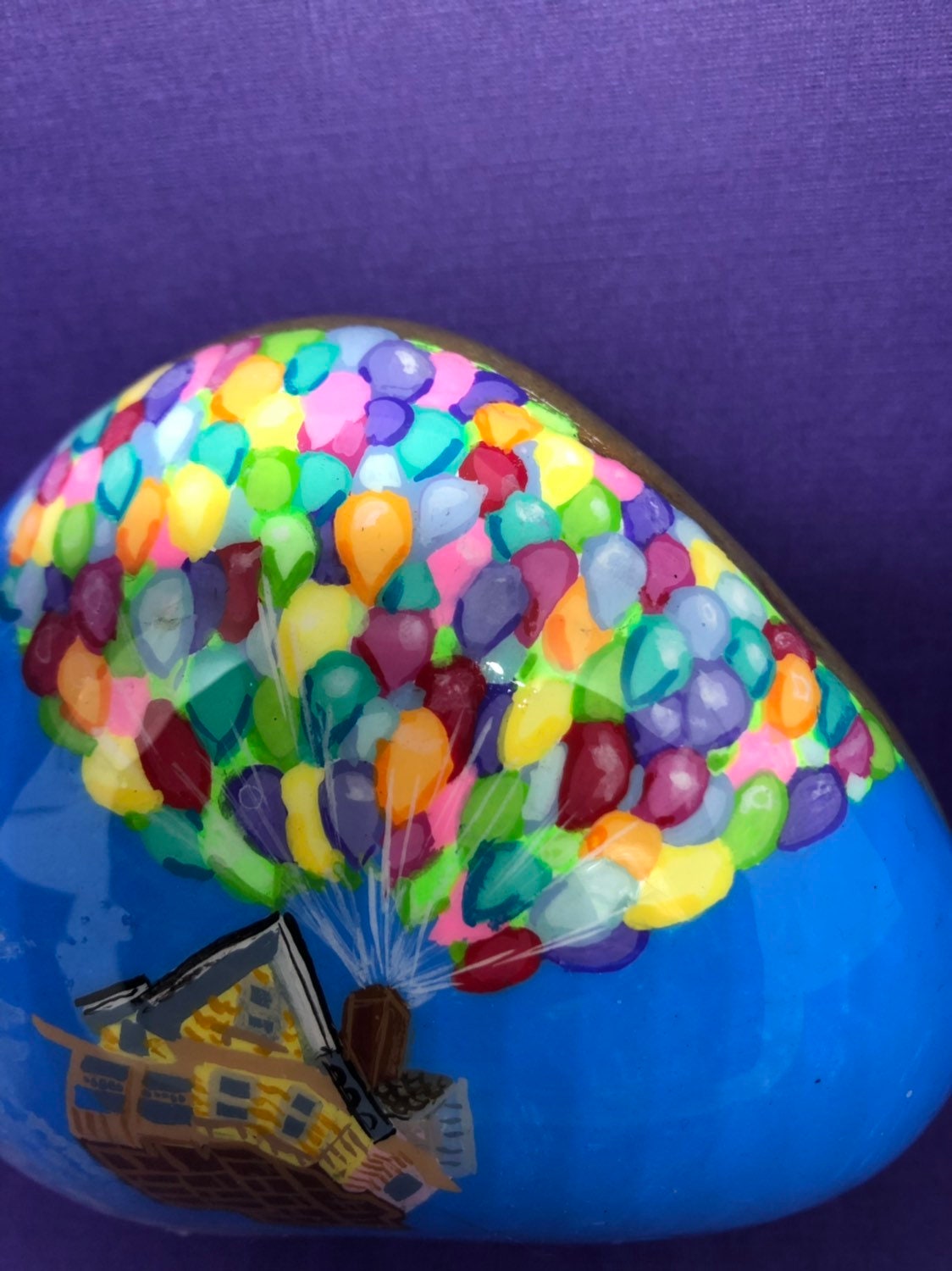 Up Movie Art With Colorful Balloons Hand Painted Rock Sealed | Etsy