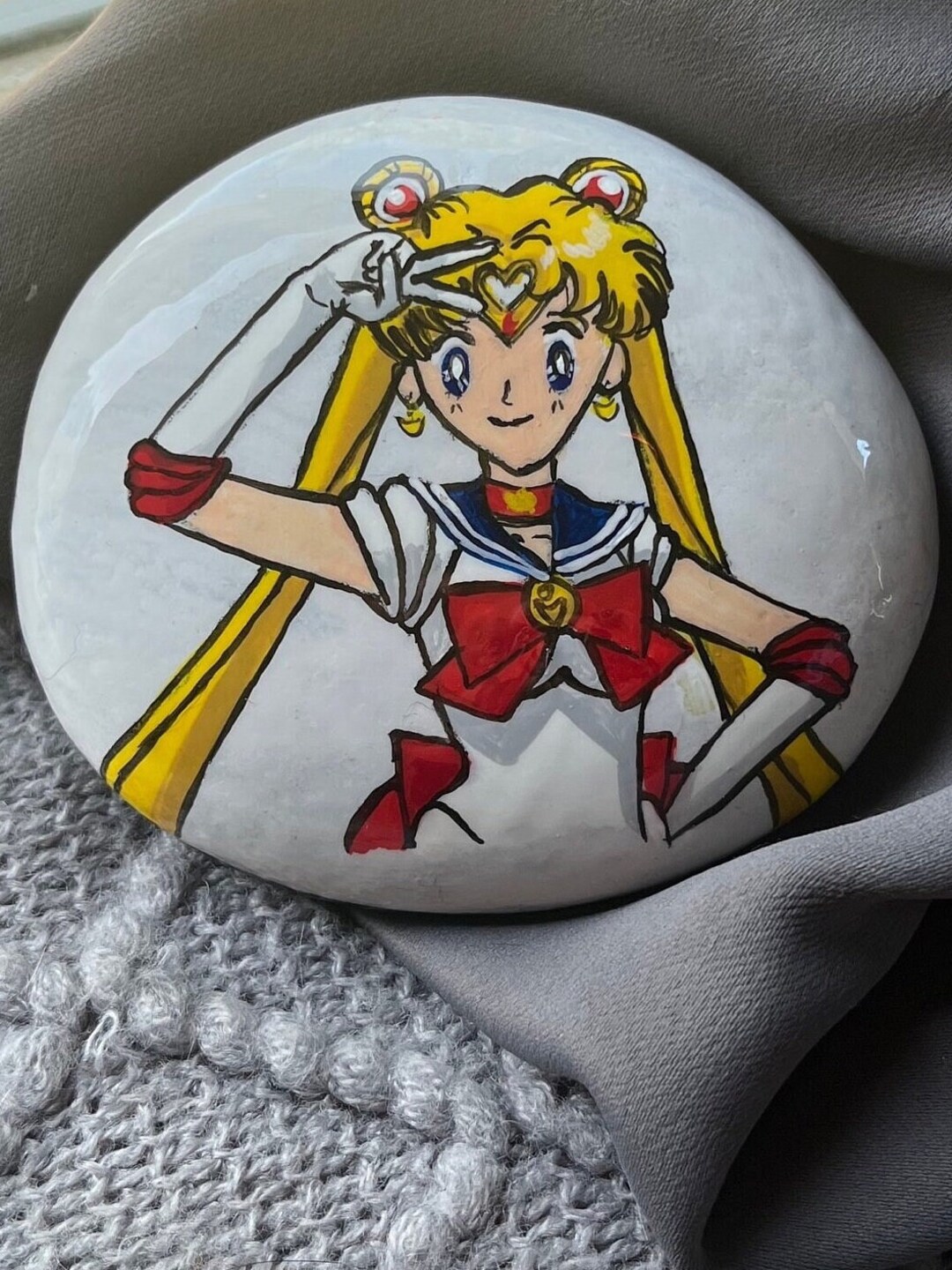 Sailor Moon Character Hand Painted Rock Sealed in Resin Unique Gift ...