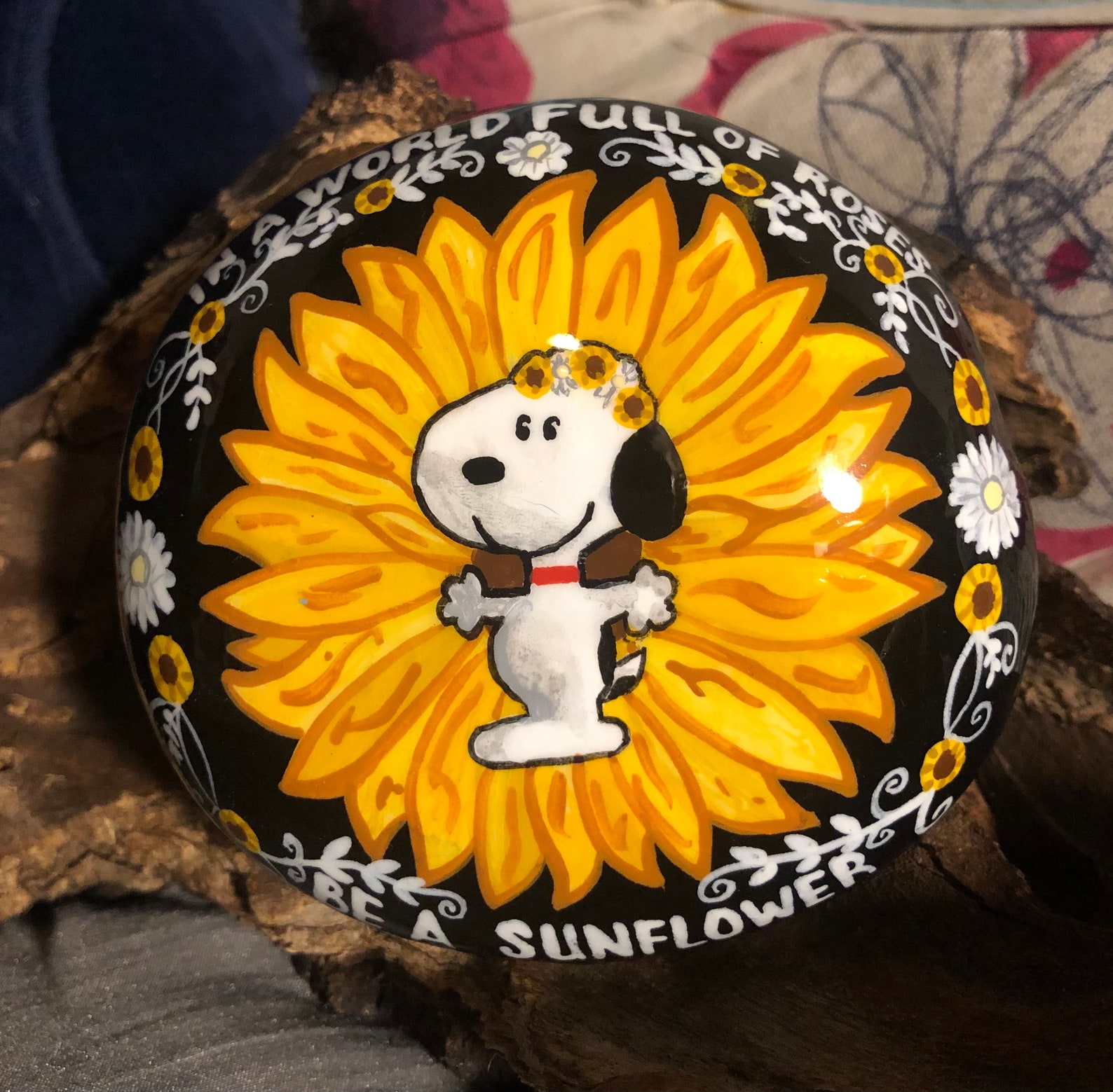 SNOOPY in a World Full of Roses Be A Sunflower Boho Hippie | Etsy