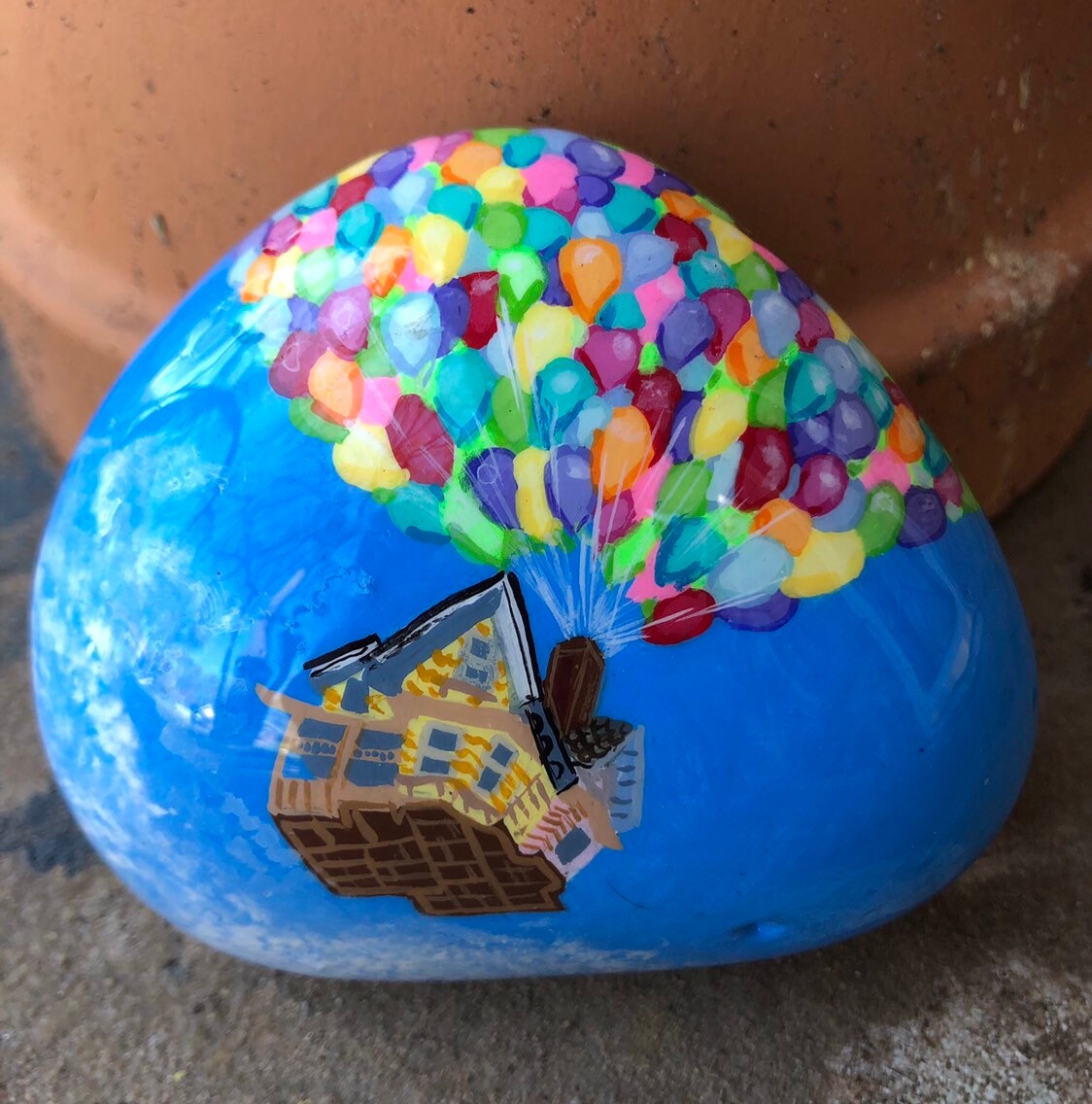Up Movie Art With Colorful Balloons Hand Painted Rock Sealed | Etsy