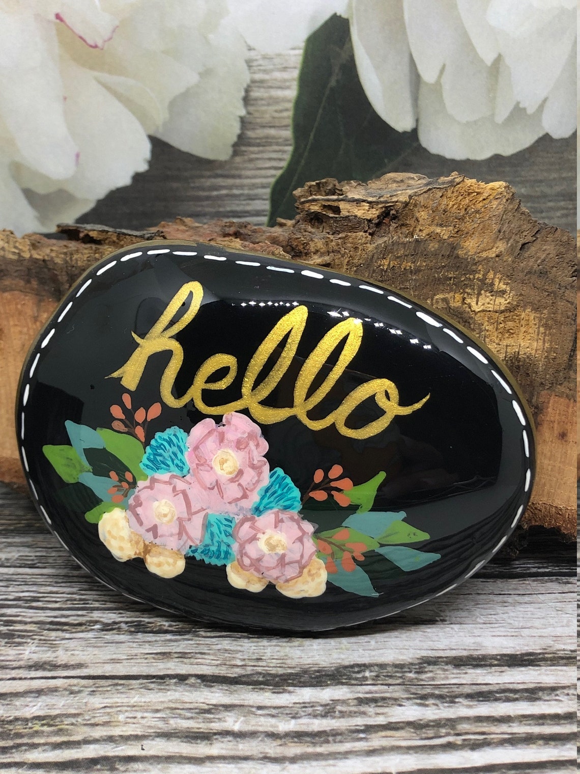 Boho Hello Welcome floral and foliage colorful hand painted | Etsy