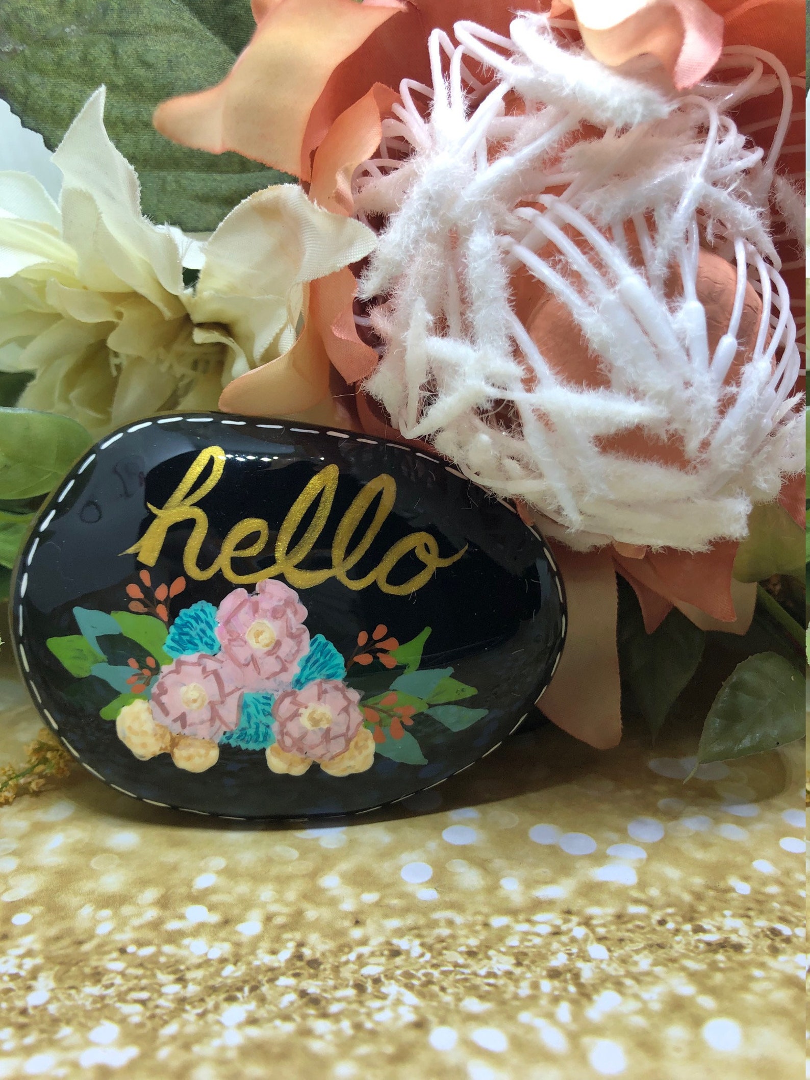 Boho Hello Welcome floral and foliage colorful hand painted | Etsy