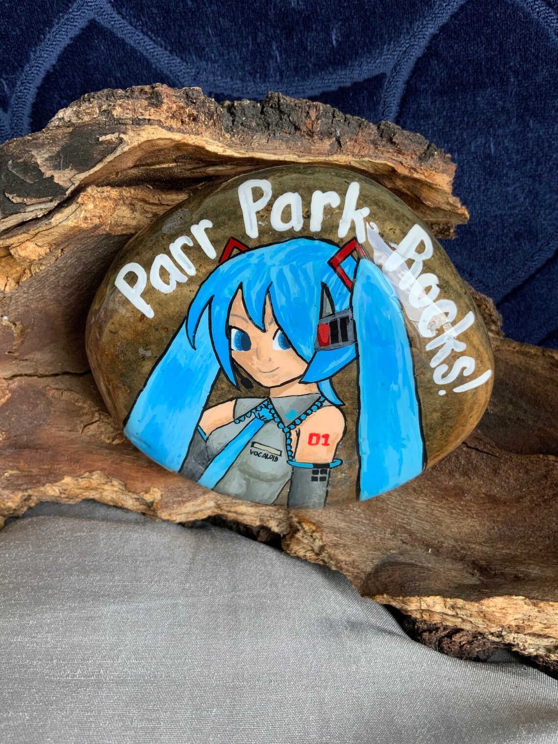 Hatsune Miku Hand Painted Rock Anime Vocaloid Sealed in Resin | Etsy