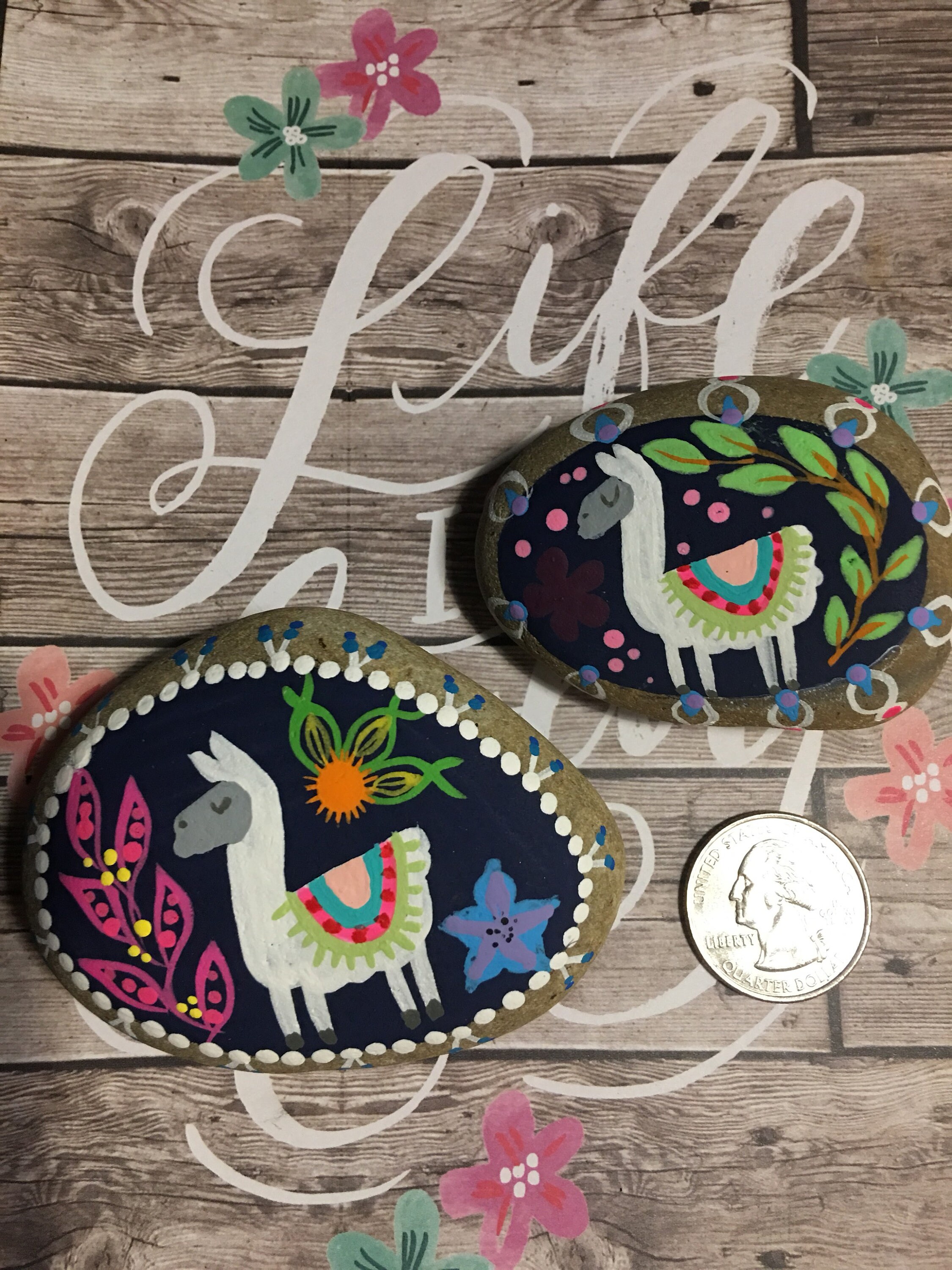 Boho Llama With Colorful Flowers and a Border Hand Painted | Etsy