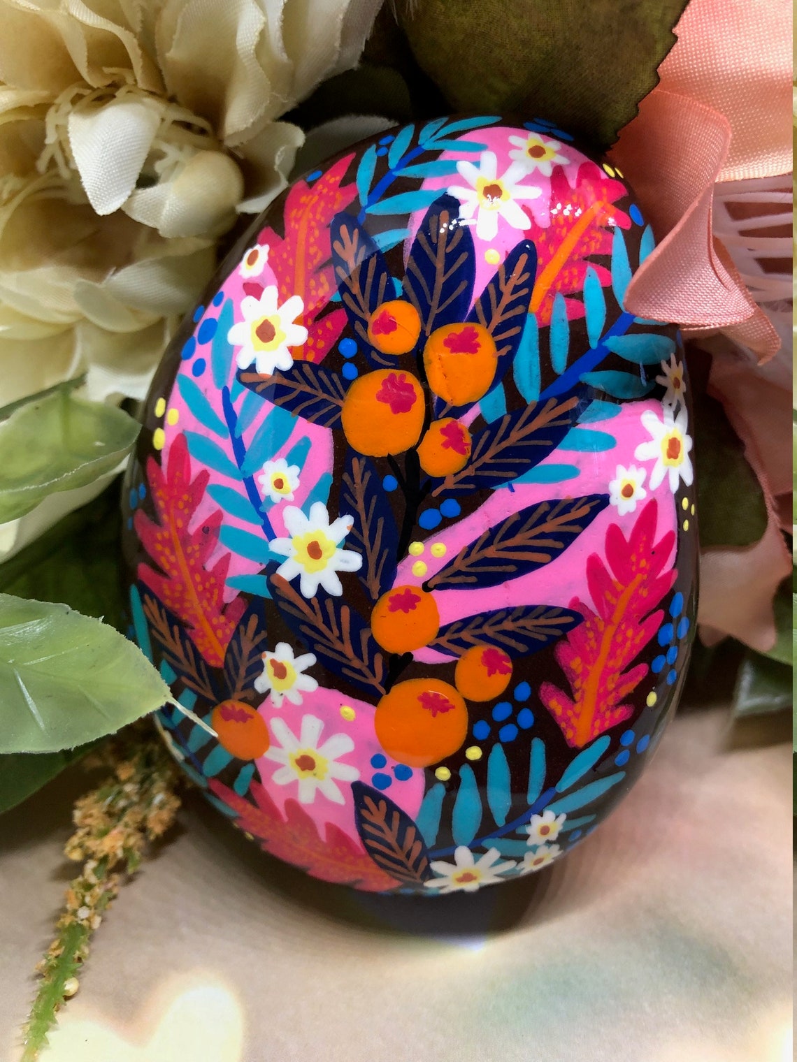 Colorful Abstract Floral Print Hand Painted Rock Sealed in - Etsy