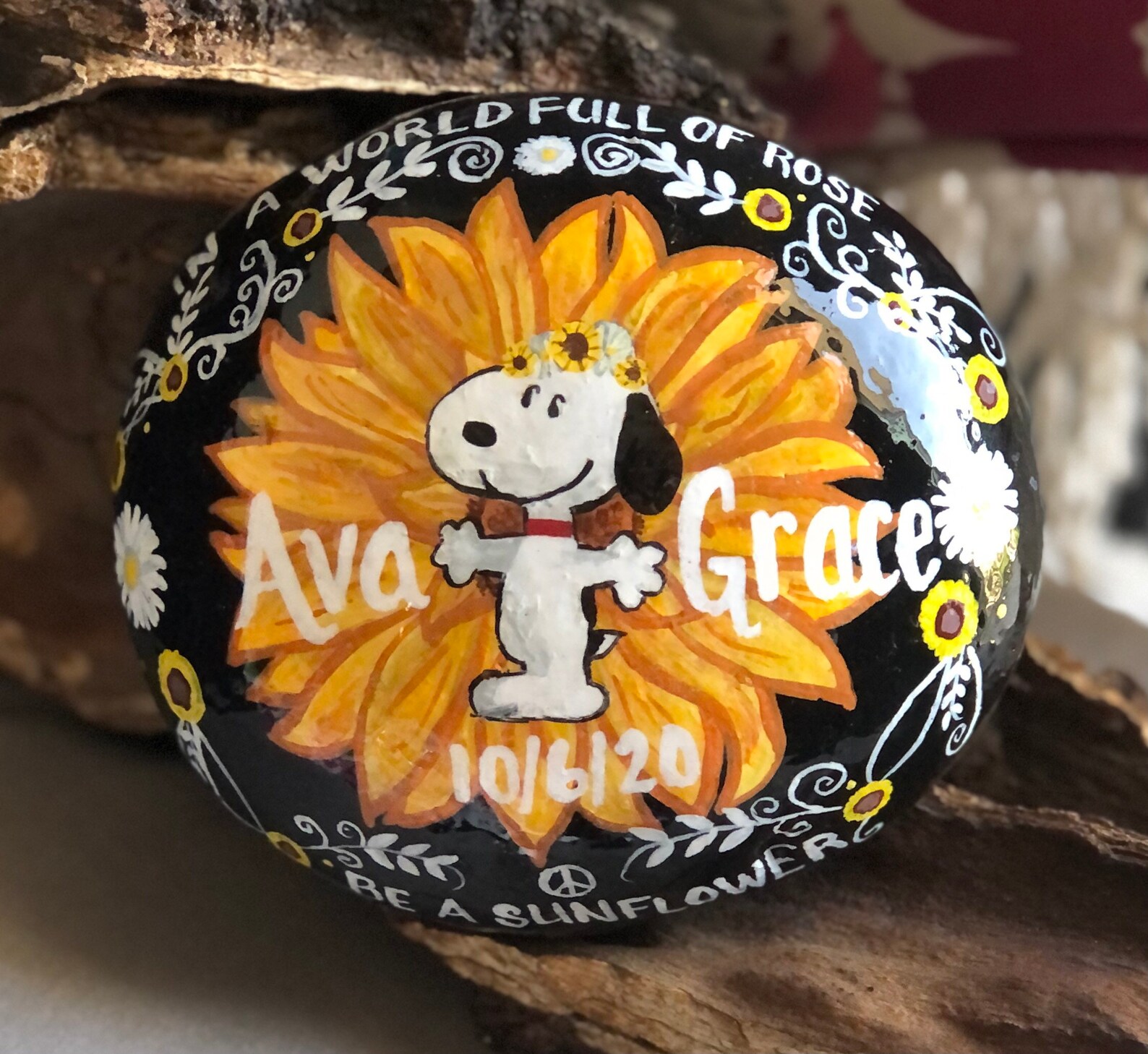 SNOOPY in a World Full of Roses Be A Sunflower Boho Hippie | Etsy