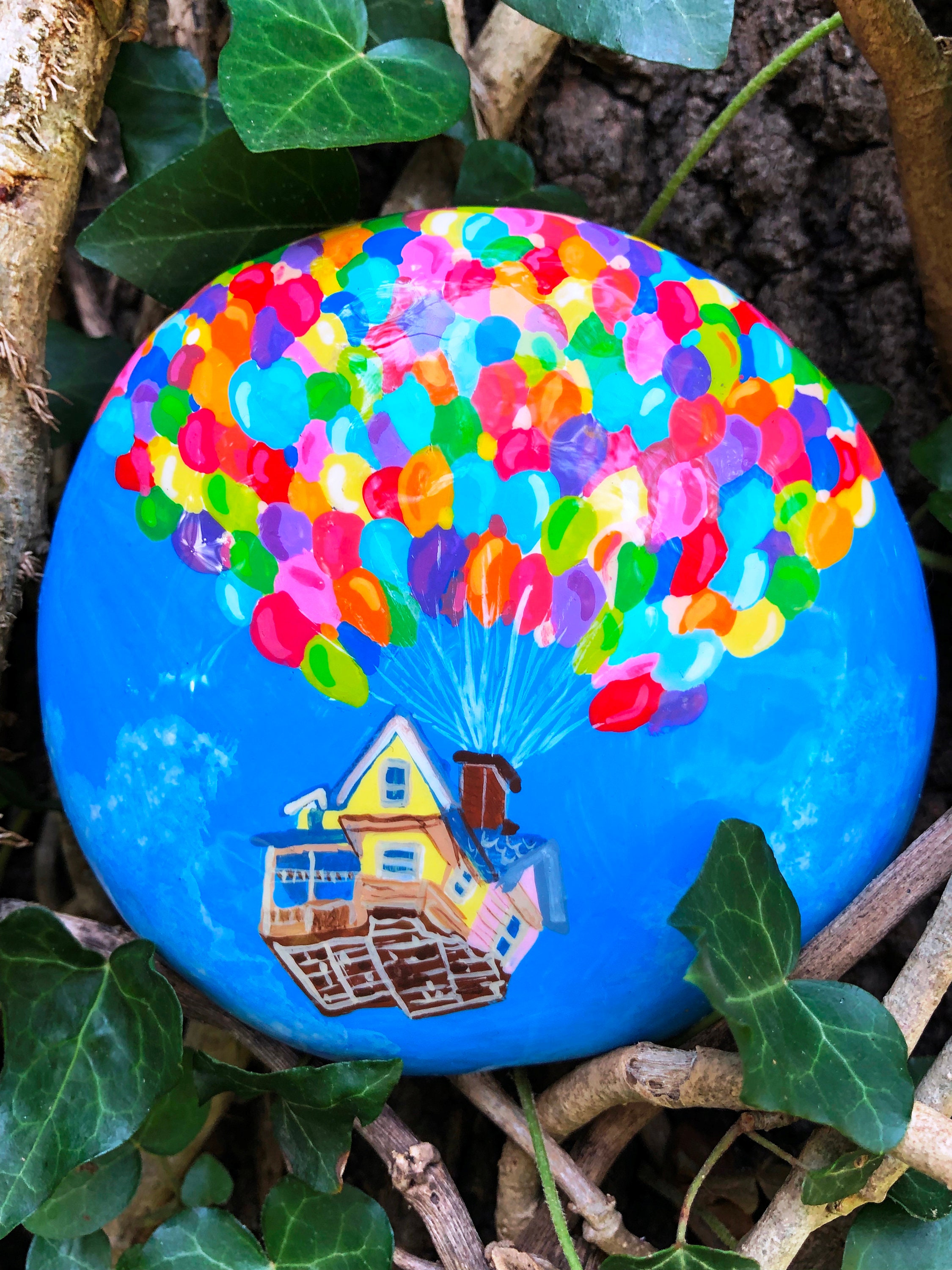 Up Movie Art With Colorful Balloons Hand Painted Rock Sealed | Etsy