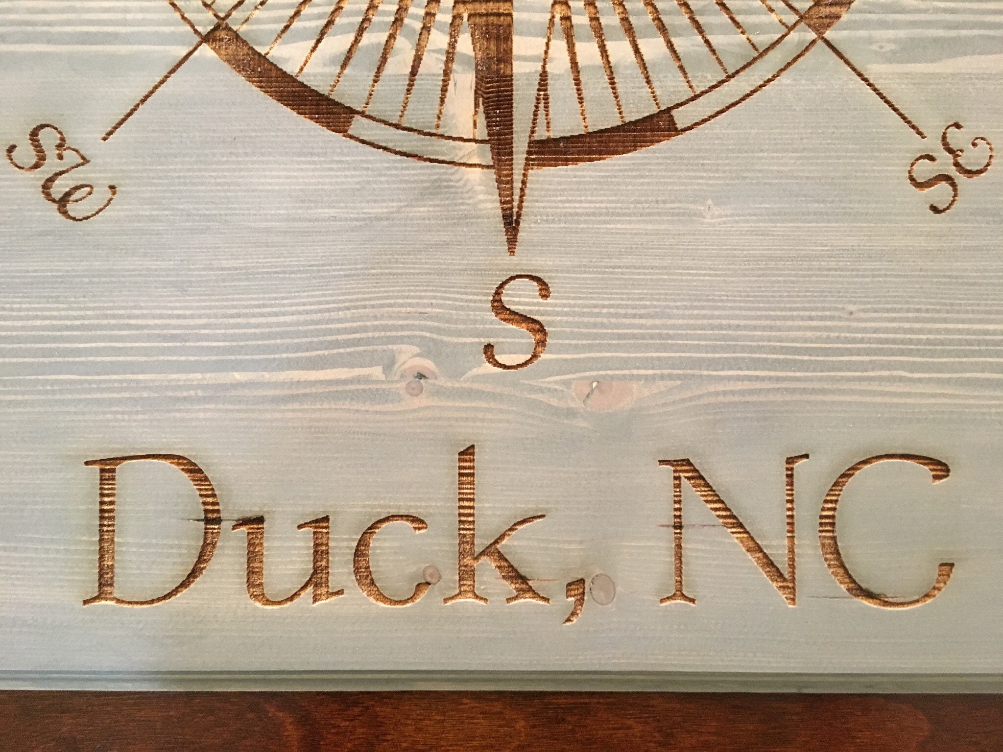 Custom Latitude Longitude Coordinates Compass Rose Laser Engraved Wood ...