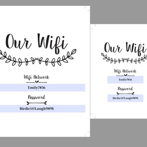 Print at Home Wifi Poster, Printable, Wifi Template, DIY, PDF, 8x10 or ...