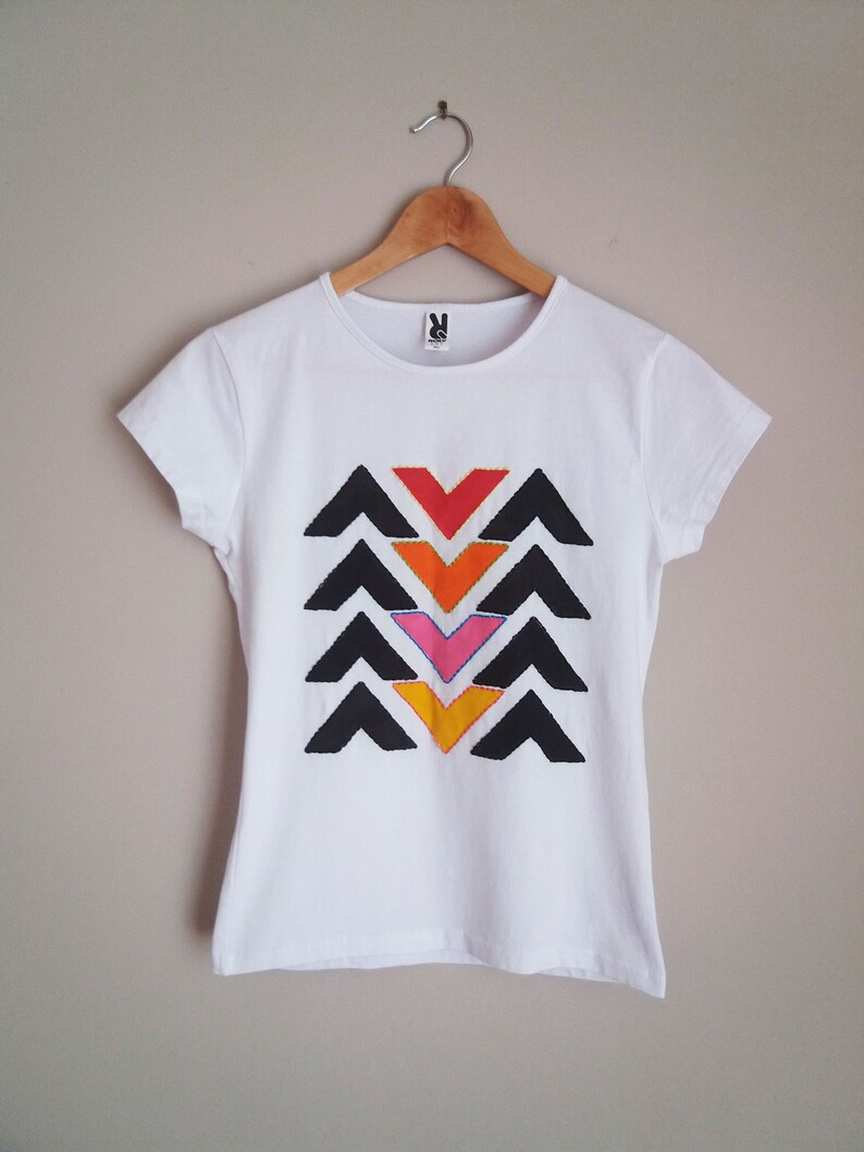 T-shirt With Arrows Pattern-hand Painted Tshirt-embroidered Tshirt ...