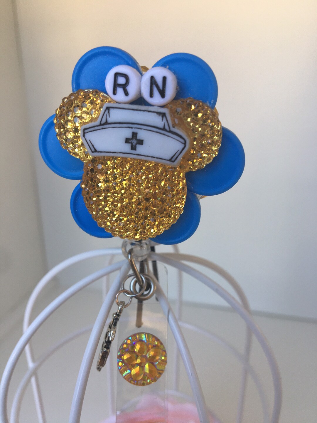 Yellow Nurse Minnie Mouse on a Medical Vial Cap Blue Flower. - Etsy