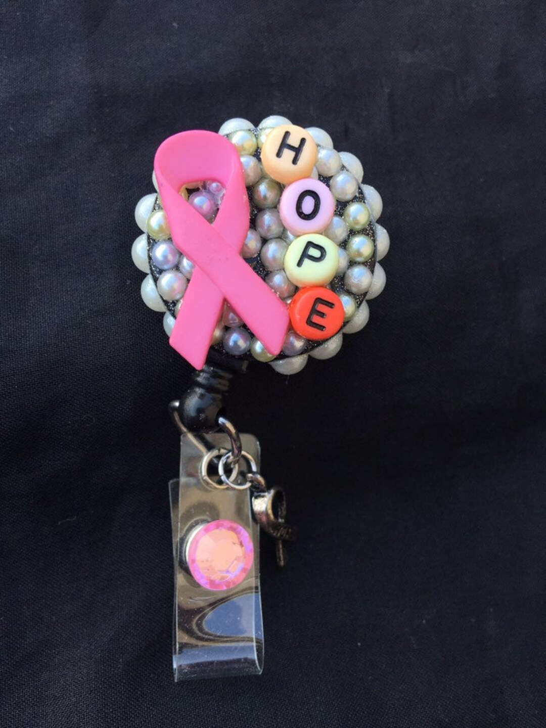 Pink Ribbon HOPE Badge Holder - Etsy