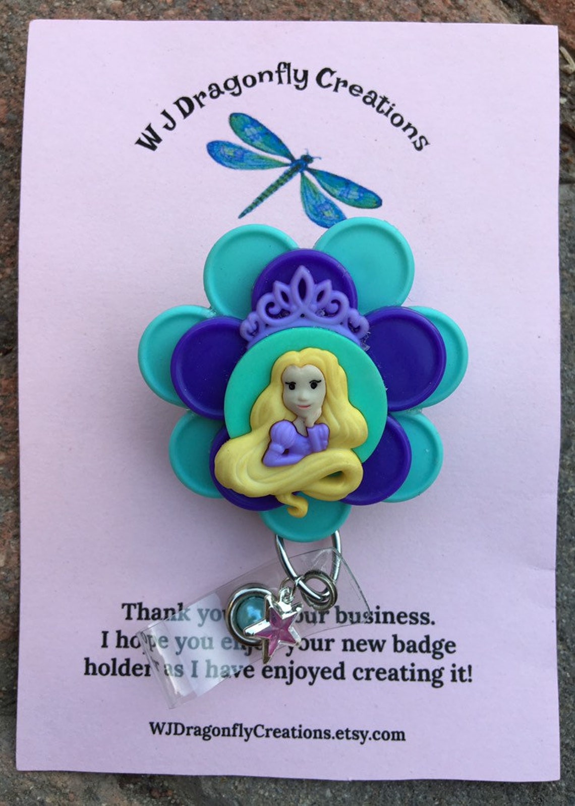 Beautiful Rapunzel Badge Holder Made With Medicine Vial Caps - Etsy