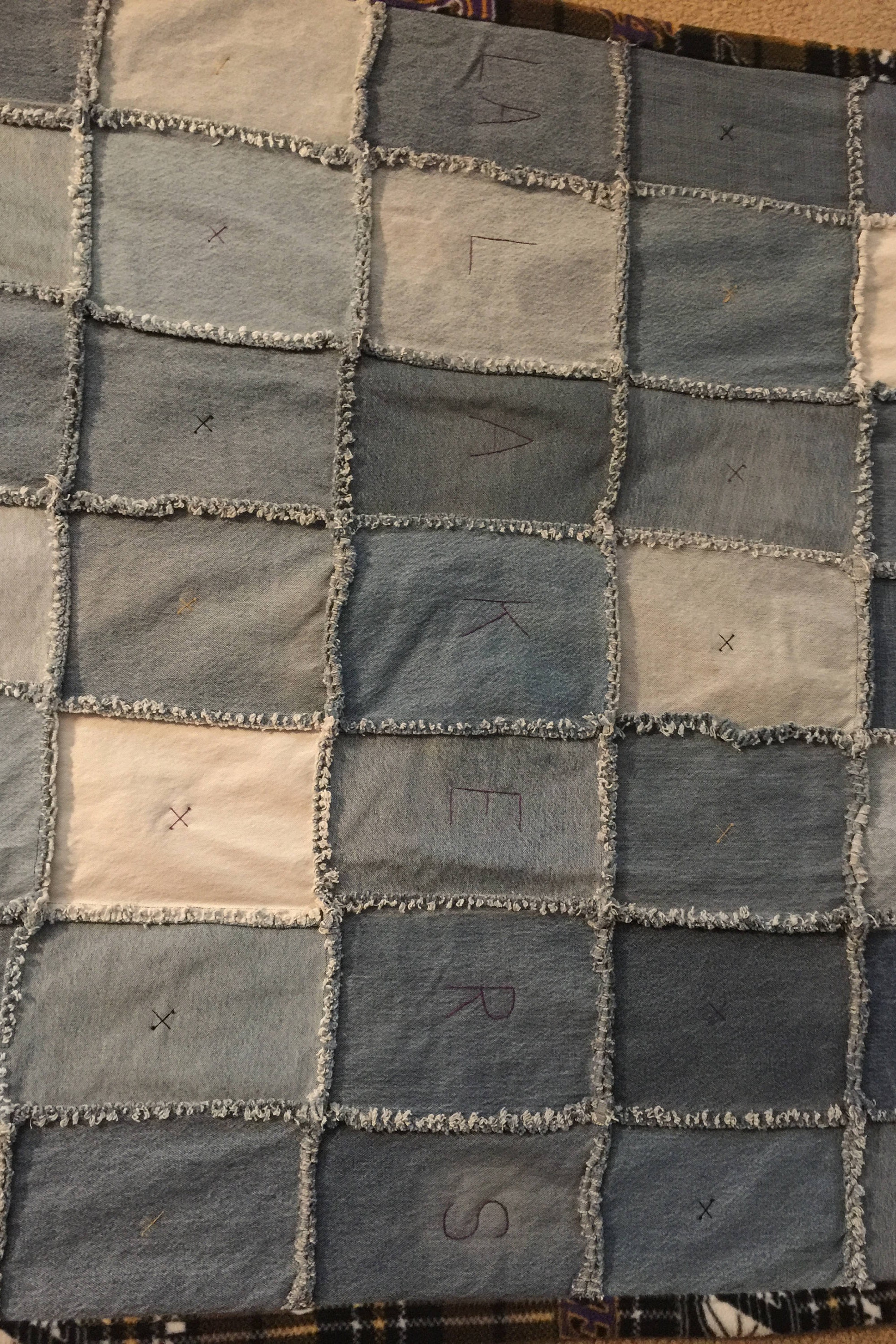 Lakers Blue Jean and Fleece Rag Quilt - Etsy