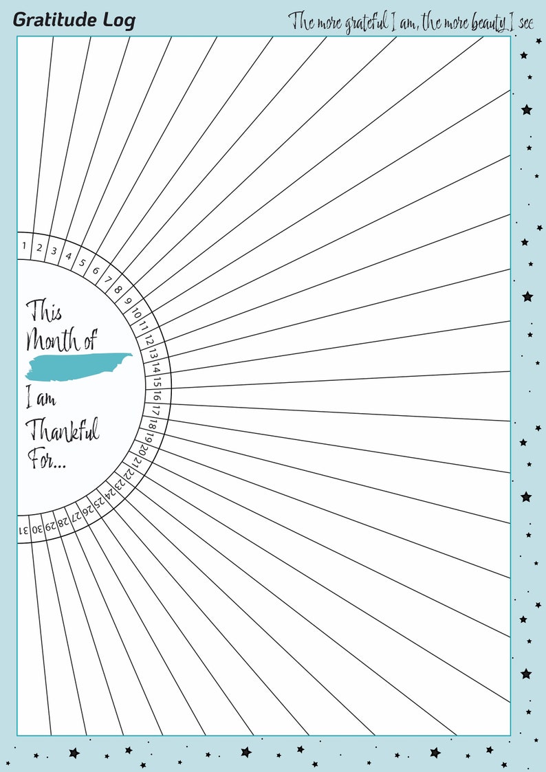 Gratitude Log Monthly, Sizes A3, A4 and A5, Gratitude Template ...