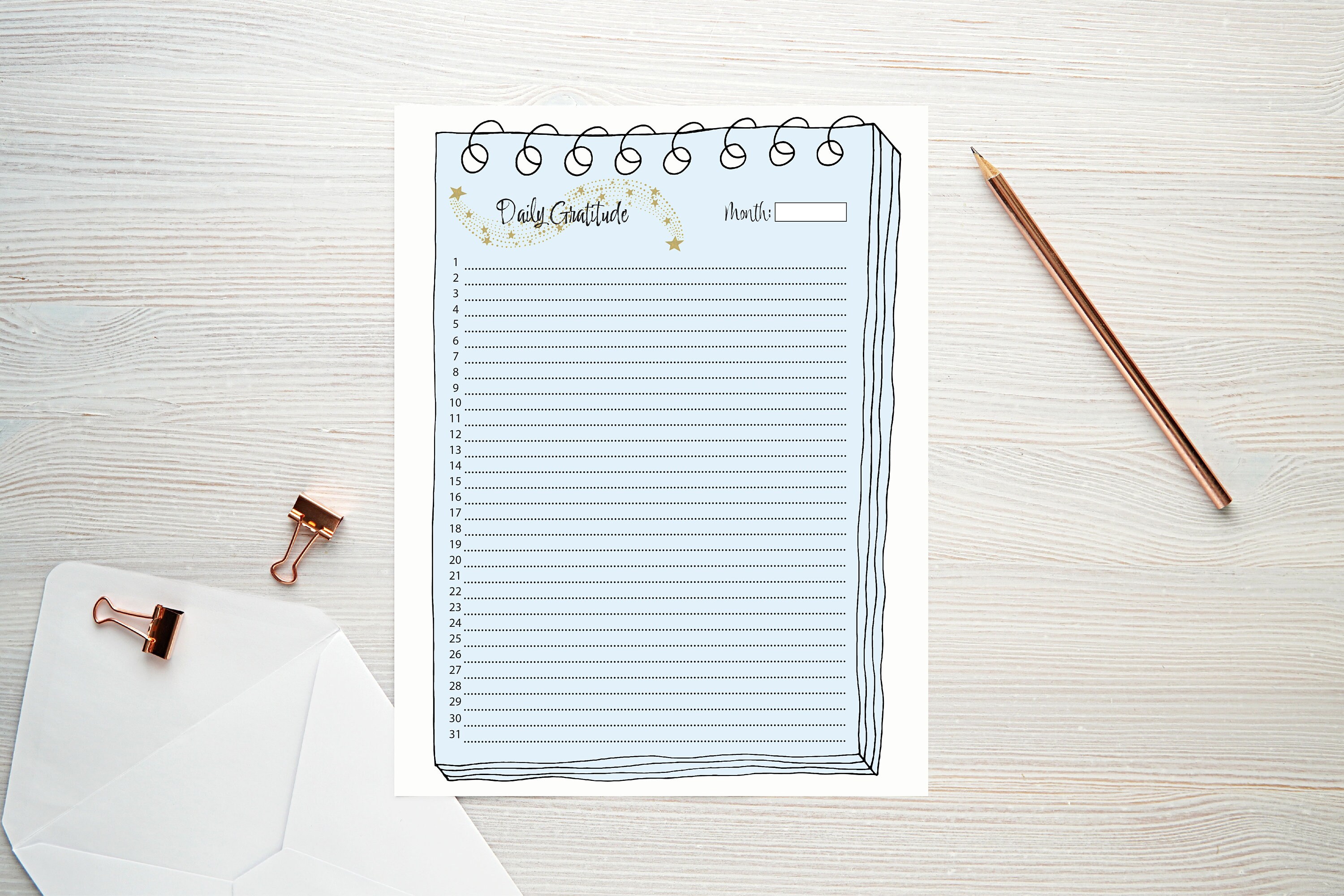 Gratitude Log Monthly, Sizes A3, A4 and A5, Gratitude Template ...