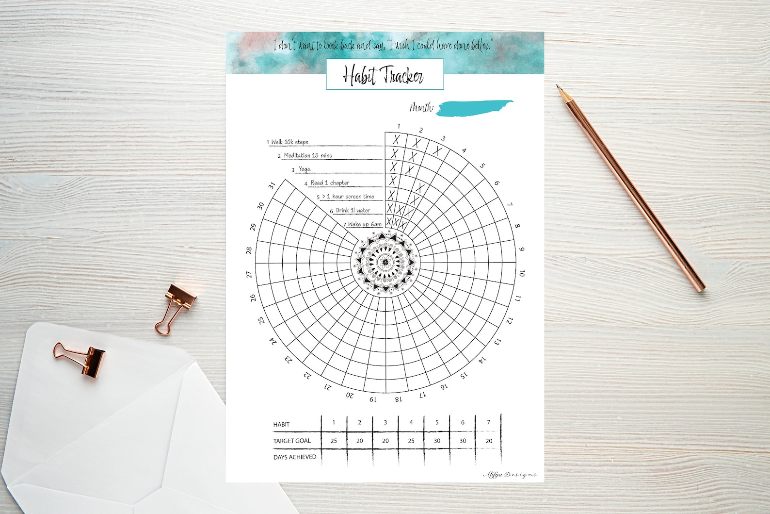 Undated Circle Daily Habit Tracker, Sizes A3, A4 and A5, Habit Track ...
