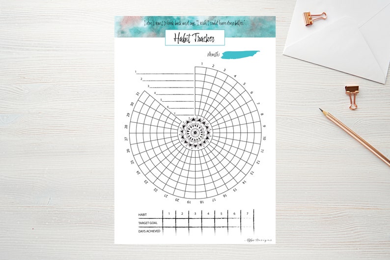 Undated Circle Daily Habit Tracker, Sizes A3, A4 and A5, Habit Track ...